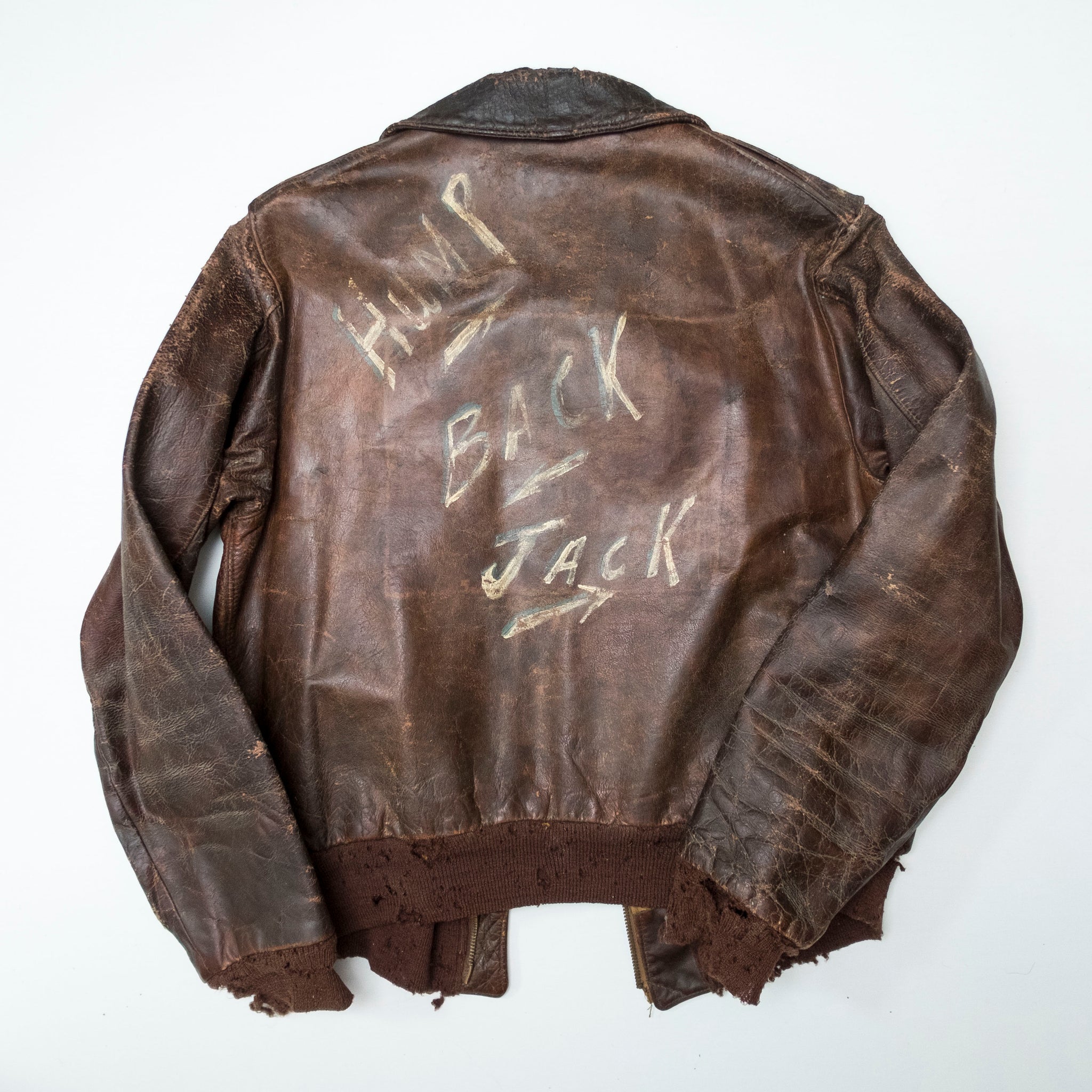 Vintage A-2 Military Flight Hand Painted HUMP BACK Leather Bomber Jack ...