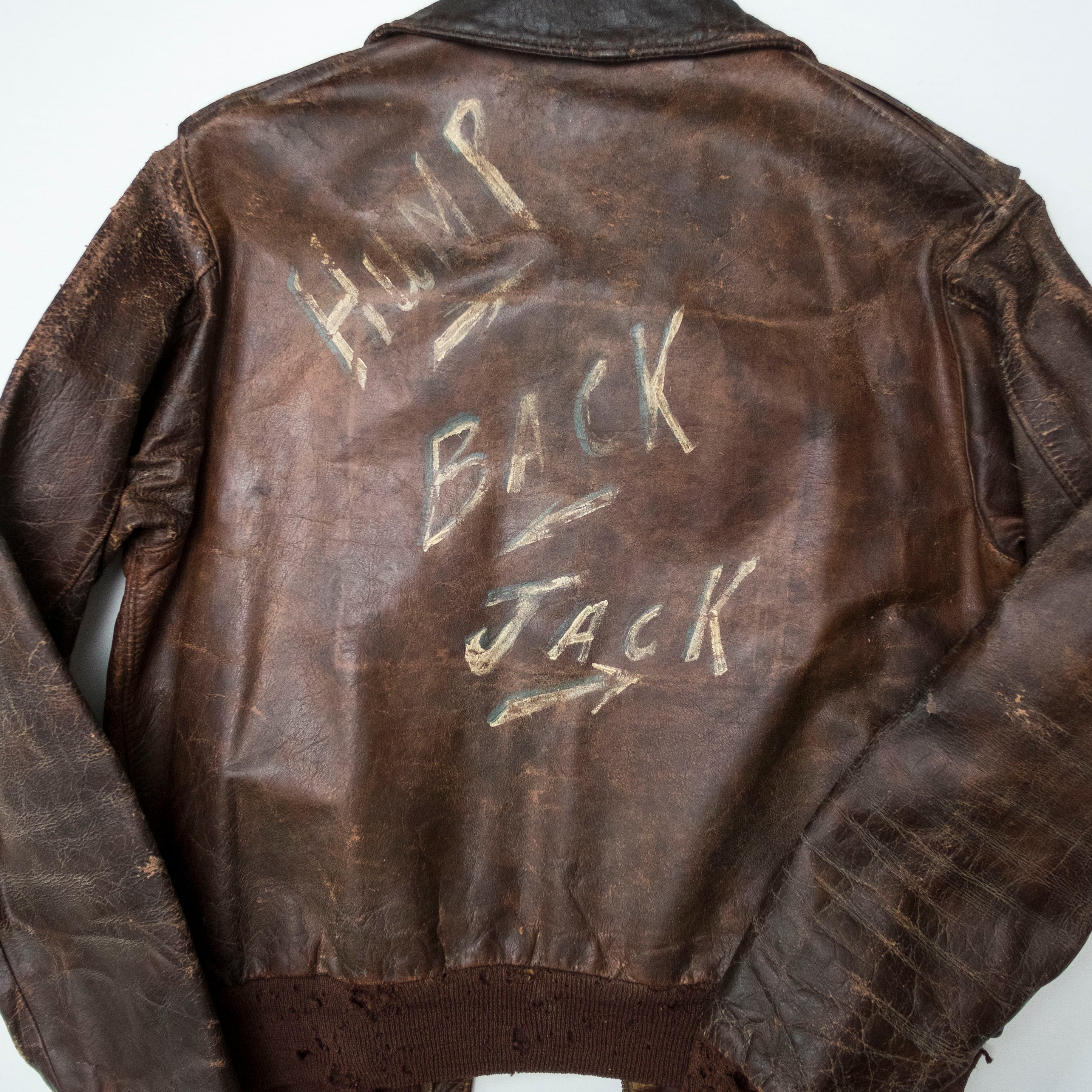 Vintage A-2 Military Flight Hand Painted HUMP BACK Leather Bomber Jack ...